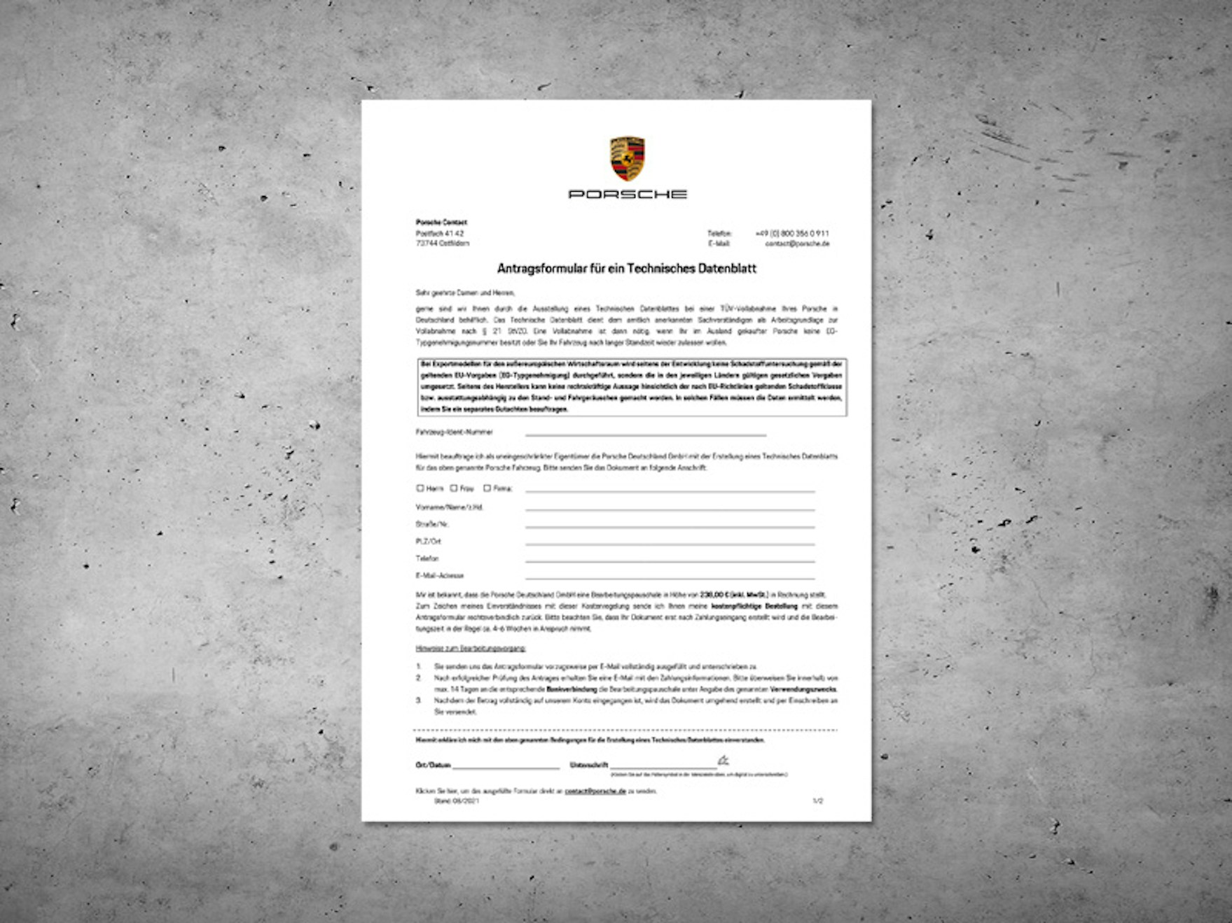 Technisches Datenblatt | Porsche Deutschland